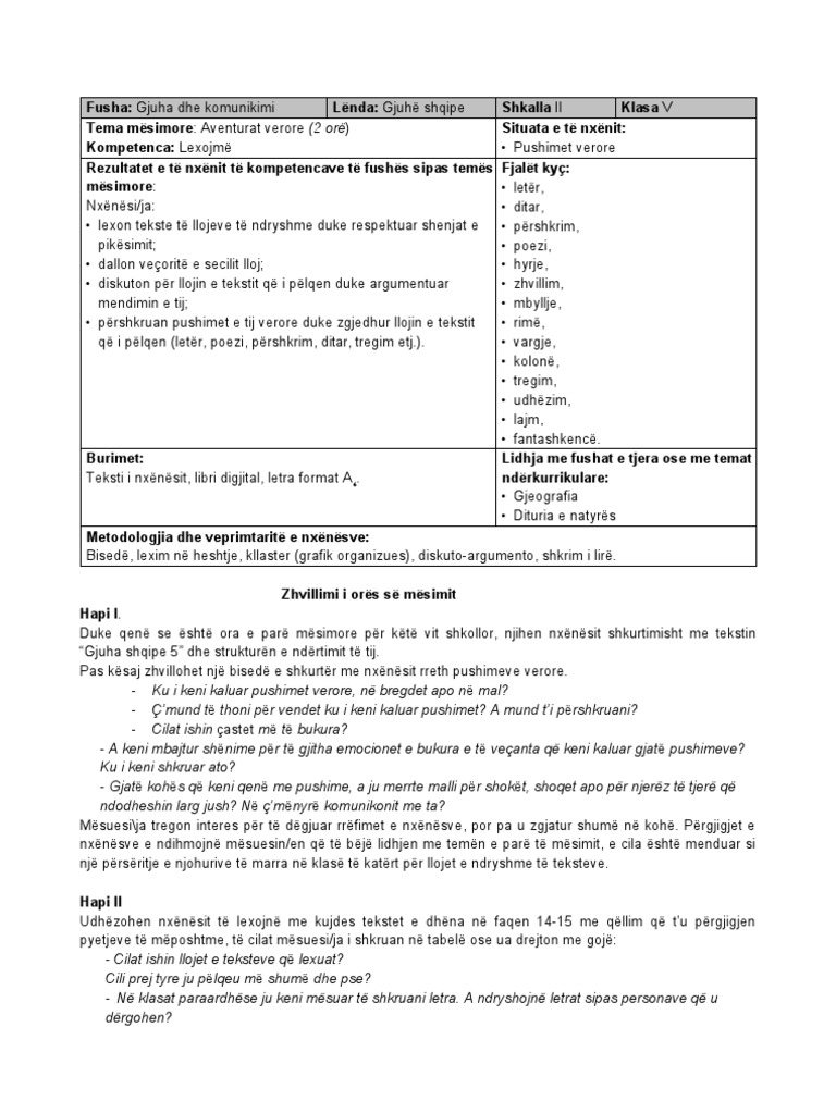 Libri I Mesuesit Gjuha Shqipe 5 Ok Albas | PDF