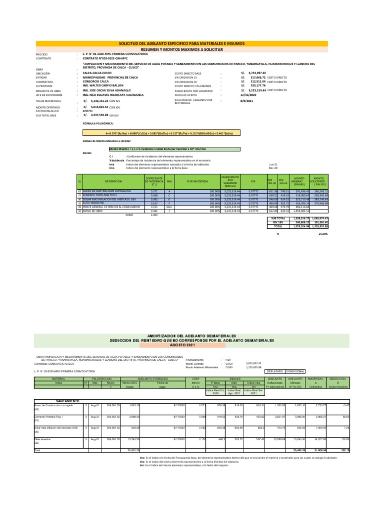 Amortizacion de Materiales Valo 03 Ok | PDF | Arquitectura | Diseño arquitectonico