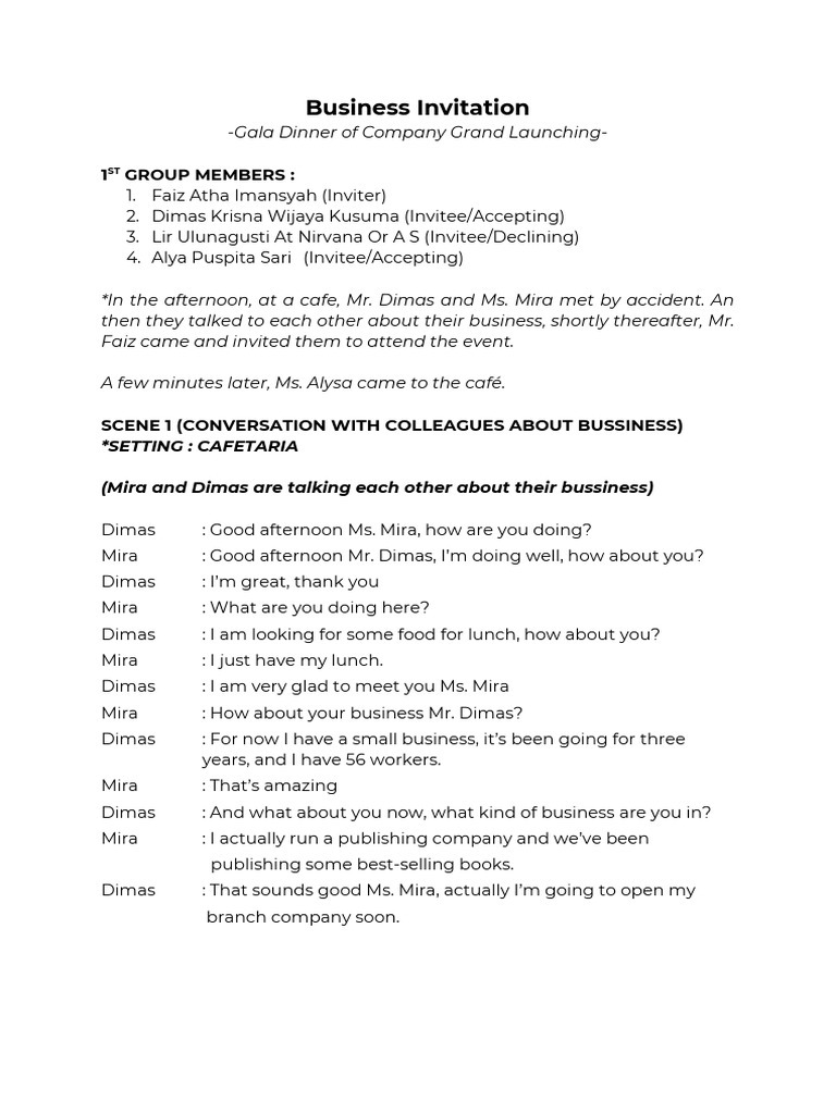 Bussiness Invitation Script 1ST Group | PDF