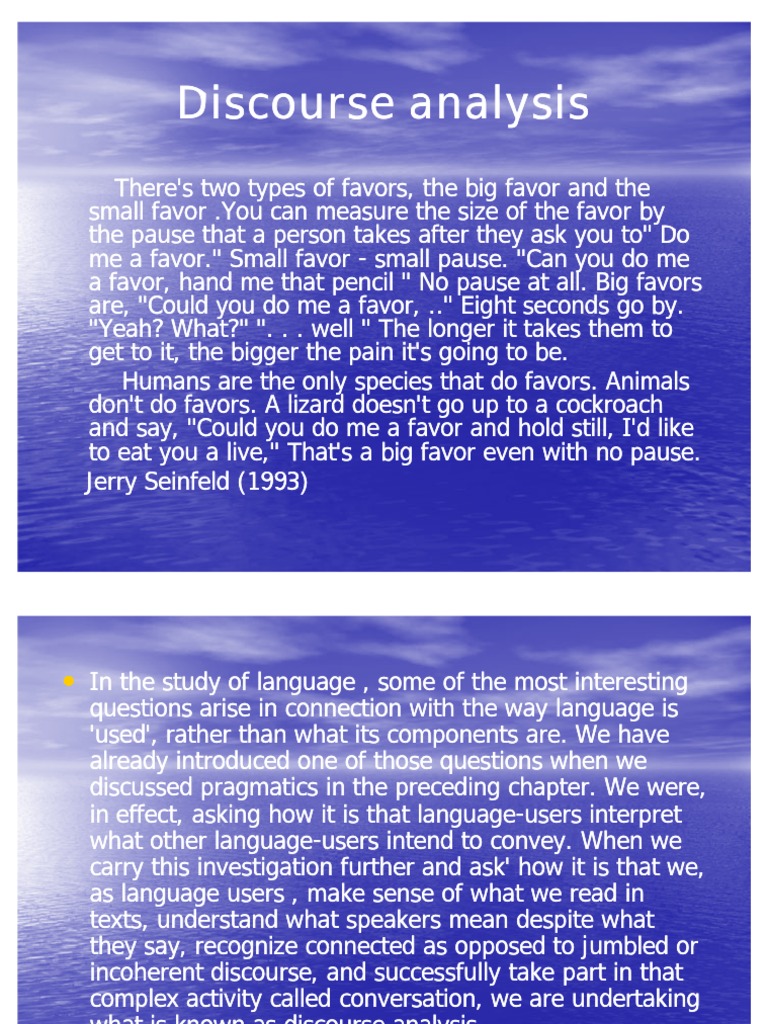 Discourse Analysis | PDF | Schema (Psychology) | Conversation