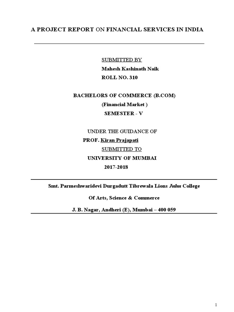 A Project Report On Banking Financial Services 3 | PDF | Banks | Cheque