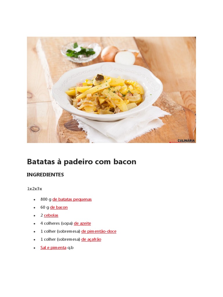 Batatas À Padeiro Com Bacon | PDF