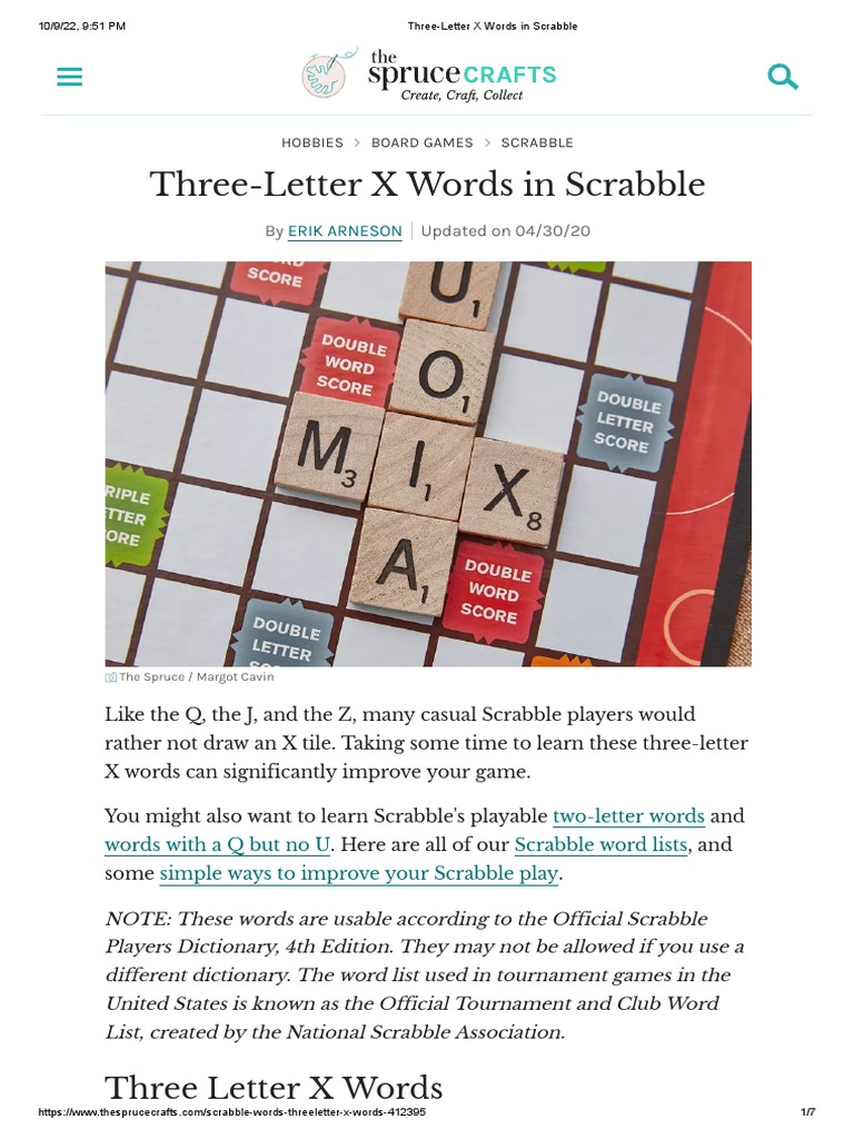 Scrabble: 3-Letter X Words | PDF | Language Arts & Discipline