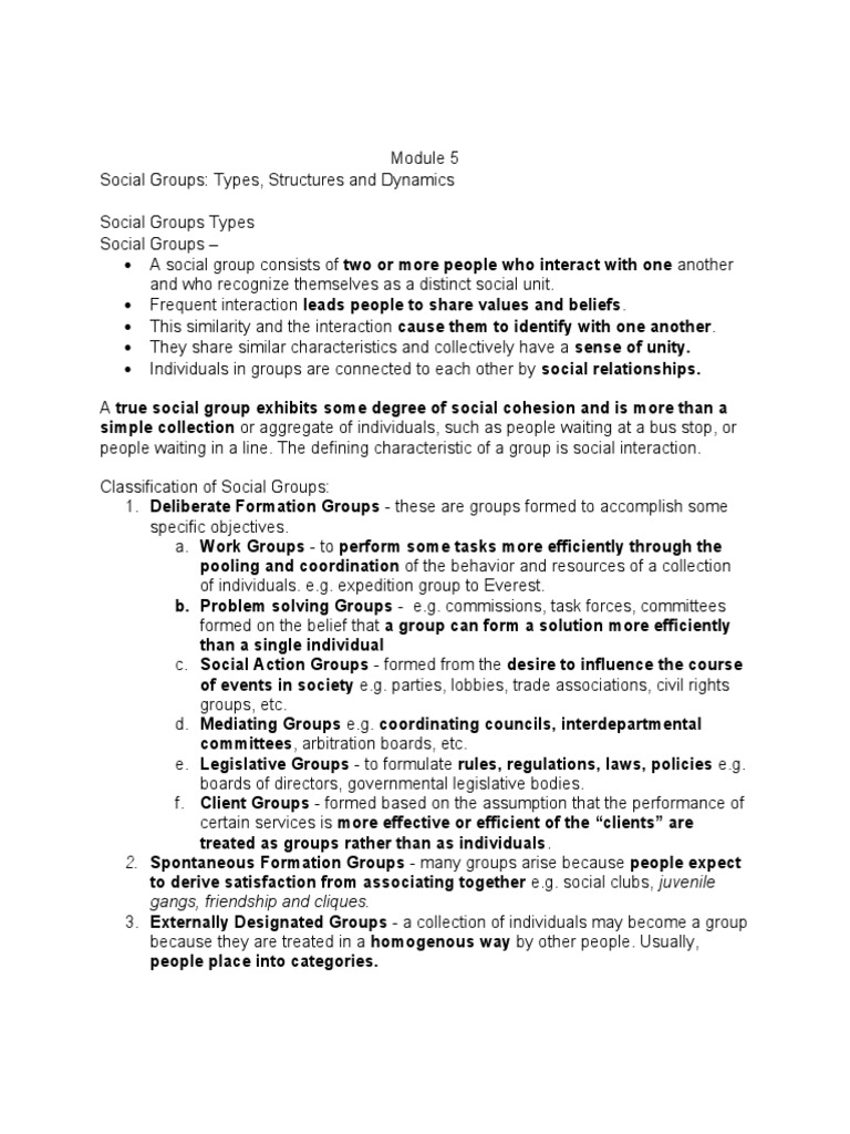 5 Social Groups Types, Structures and Dynamics | PDF