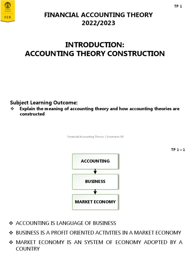 TP1 - Introduction Accounting Theory Construction | PDF | Theory | Market (Economics)