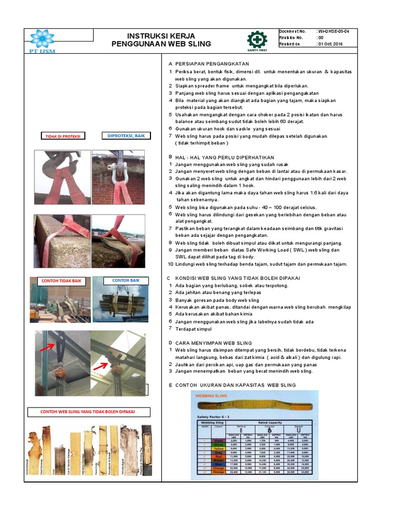 WI-QHSE-05-04 Penggunaan Web Sling (A3) | PDF