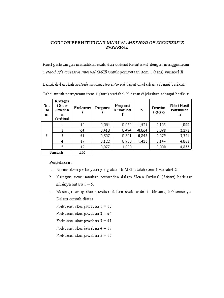 Contoh Perhitungan MSI Skala Ordinal | PDF