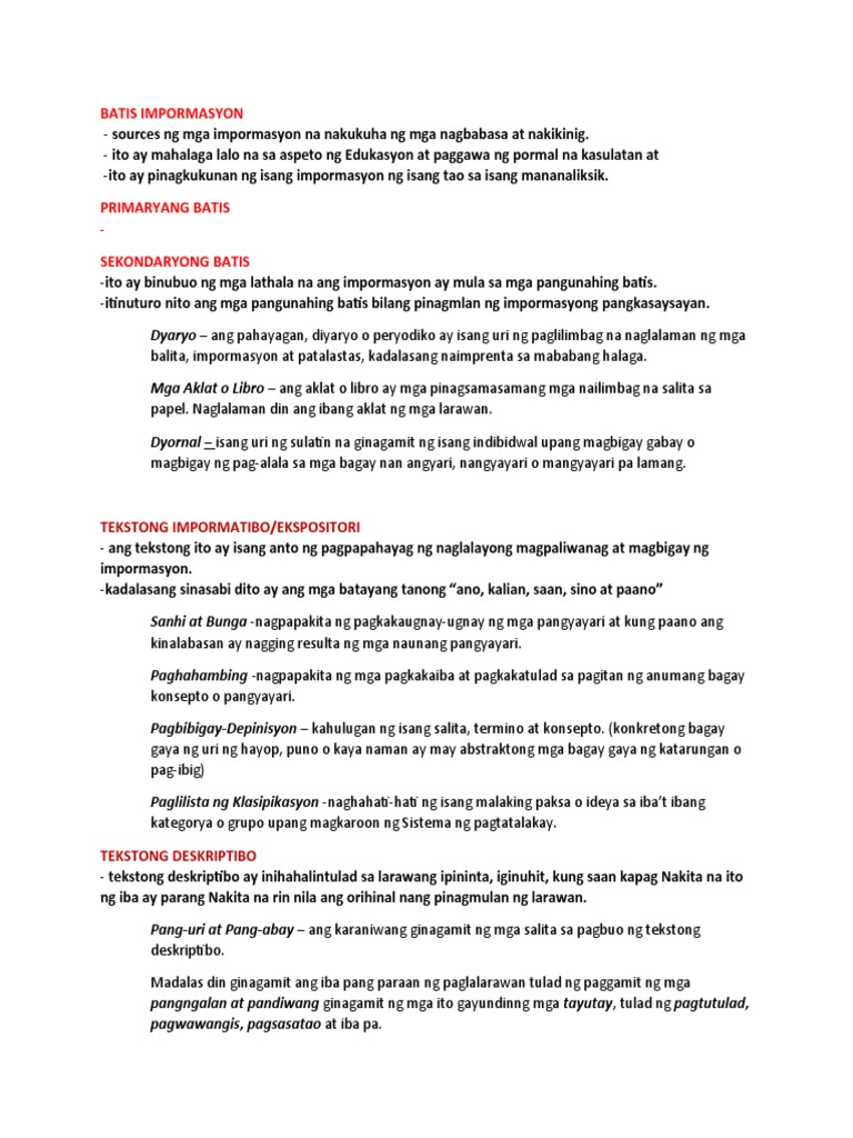 Batis Impormasyon | PDF