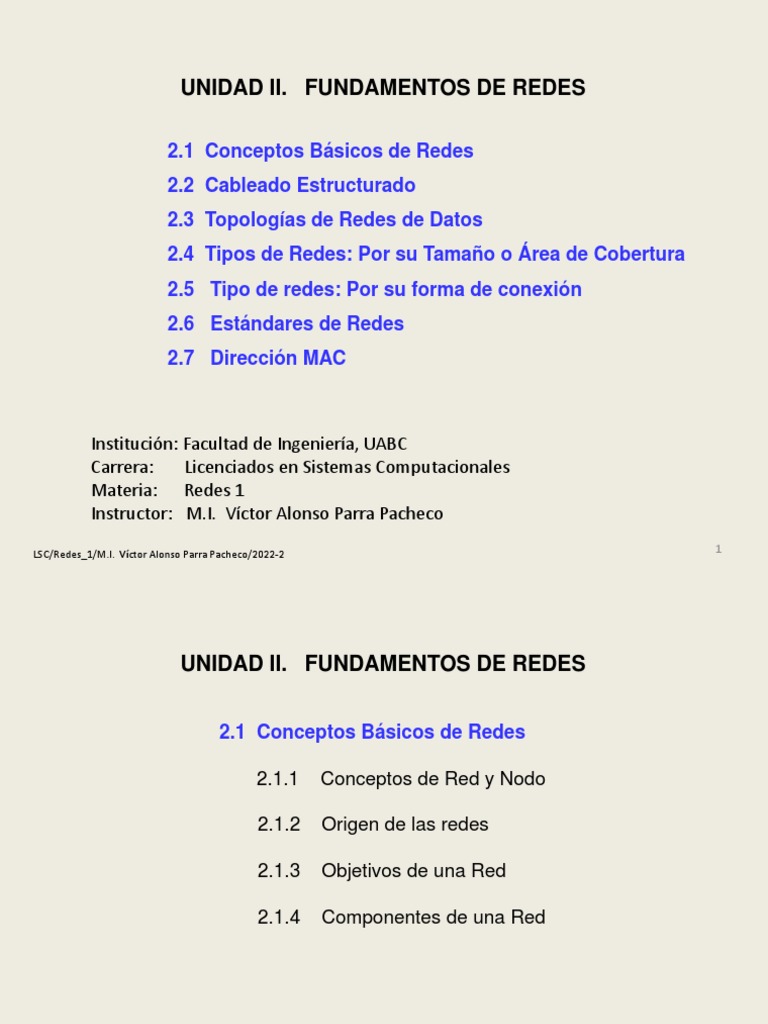 Unidad-2-Fundamentos de Redes Redes1 LSC | PDF | Red de computadoras | Electrónica