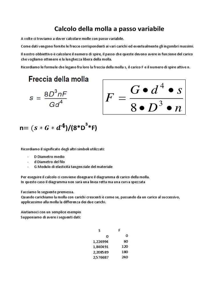 Calcolo Di Una Molla A Passo Variabile | PDF
