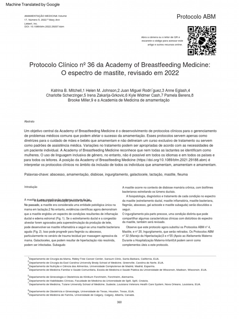 ABM Protocol #36 Matite Revisado 2022 | PDF | Seio | Inflamação