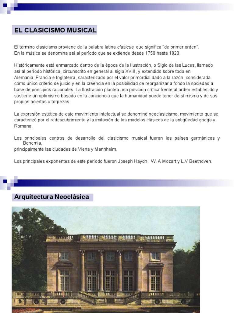Presentacion Clasicismo Musical | PDF | Wolfgang Amadeus Mozart | Periodo Clásico (Música)