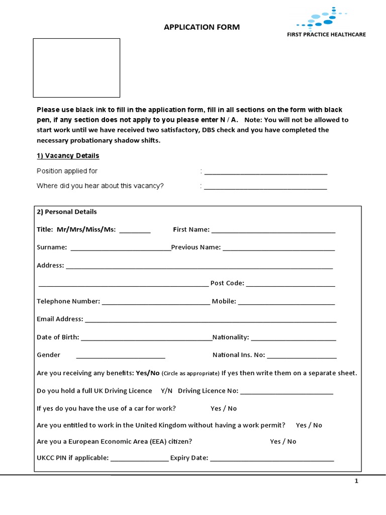 FPH New Application Form | PDF