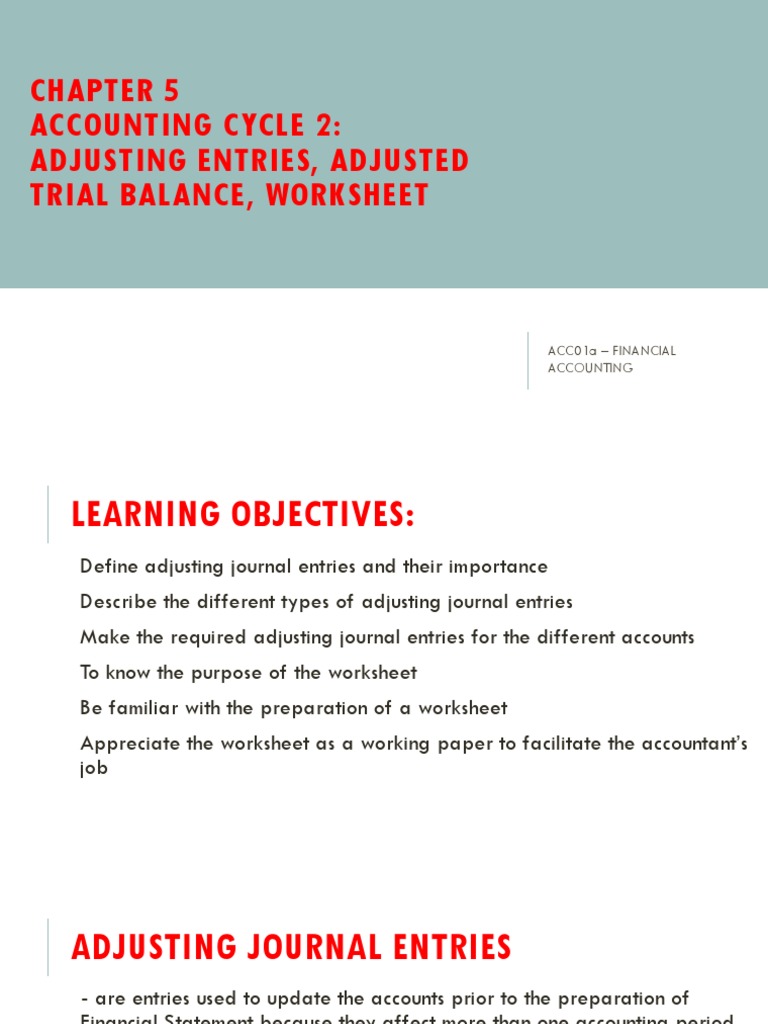 Chapter 5 Adjusting Entries Worksheet | PDF