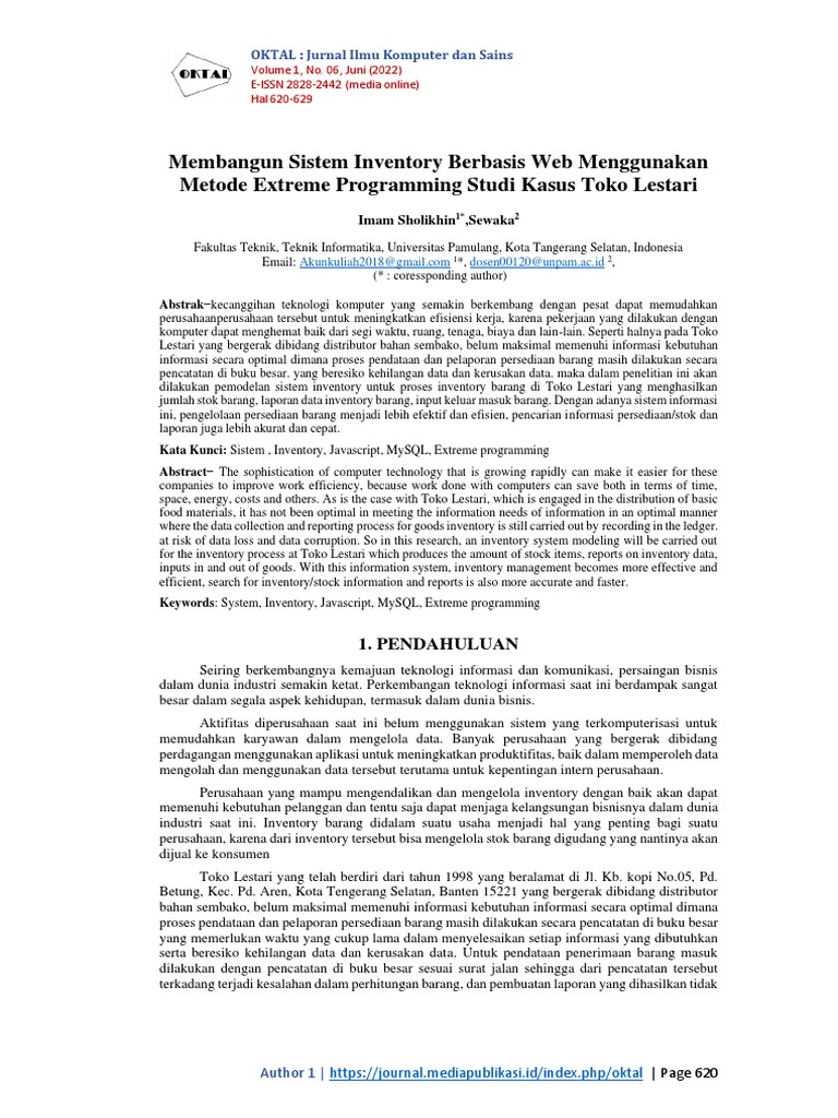 Membangun Sistem Inventory Berbasis Web Menggunakan Metode Extreme ...