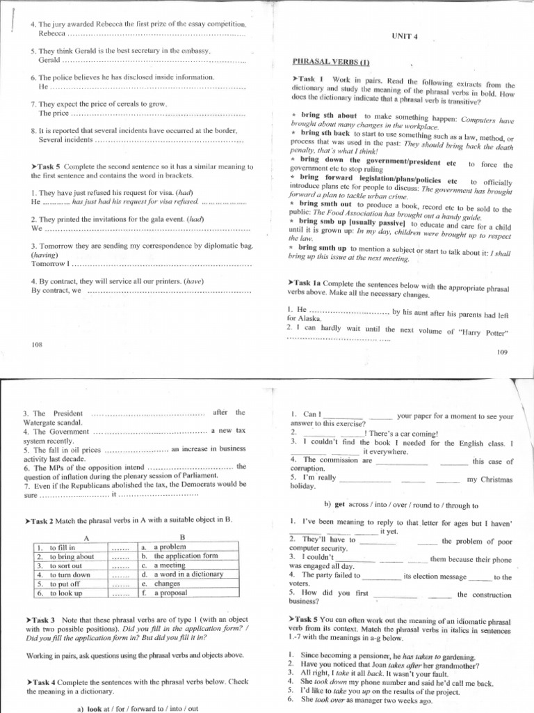 B) Exempl. Exer. ''Phrasal Verbs'' - ''Eg. Lg. For Diplomacy'' | PDF