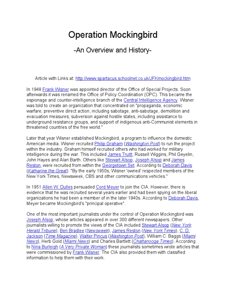 Dokumen - Pub CIA Operation Mockingbird Document Collection | PDF ...