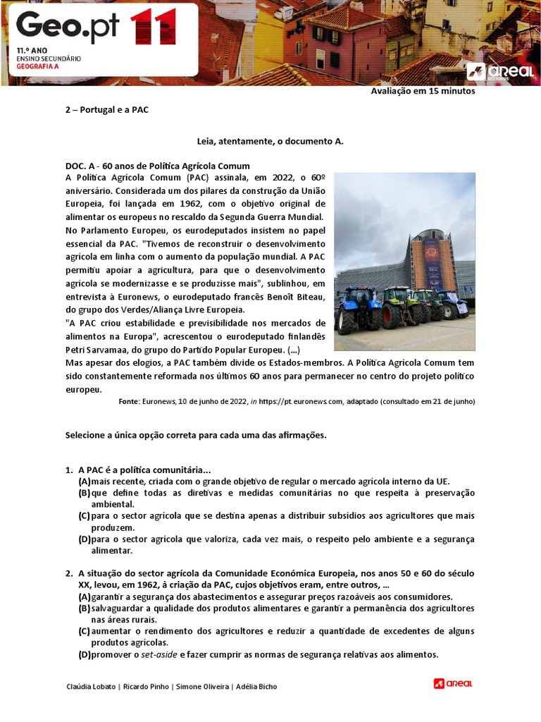 Ae Geo11 PT Ava15 2 | PDF | Política Agrícola Comum (PAC) | Agricultura