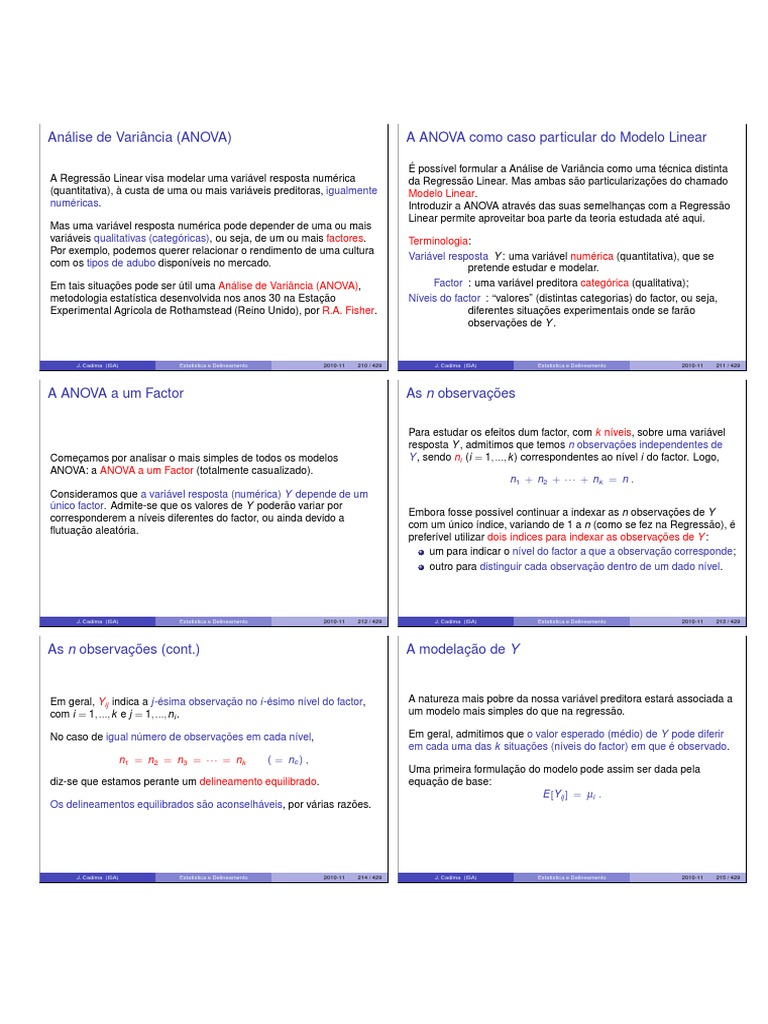 Anova Resumo | PDF | Teaching Methods & Materials