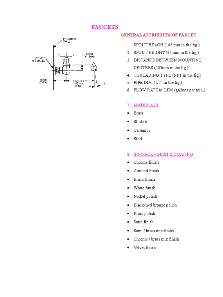 Comprehensive Guide to Faucets and Drains | PDF
