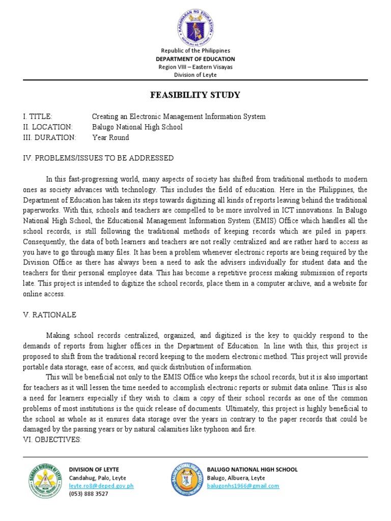 Feasibility Study School Centralized Information System Pdf