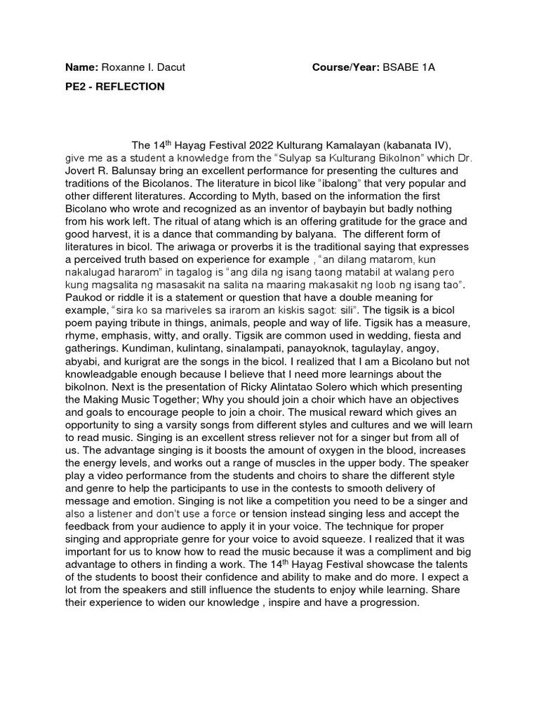 Reflection on Hayag Festival Insights | PDF | Singing | Choir