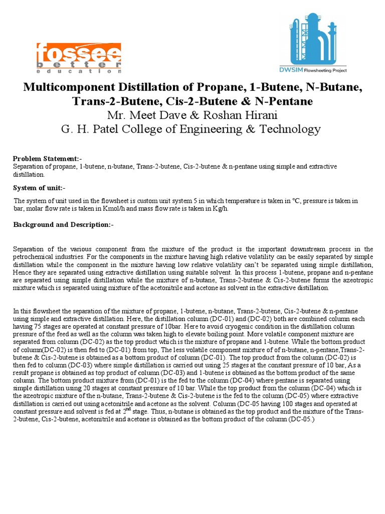 Multi Component Distilation | PDF | Distillation | Chemical Substances