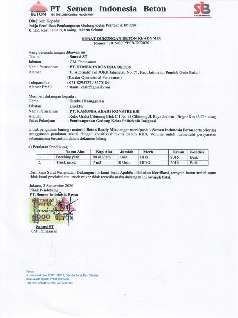 Pt. Karunia Abadi Konstruksi 1015-1 | PDF