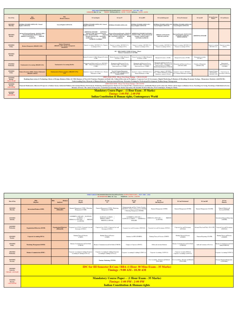 Supplementary Ug Timetable November December 2022 | PDF | Accounting ...