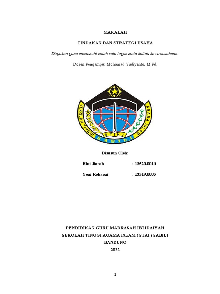 Makalah Tindakan Dan Strategi Usaha - Kel.5 Rini&Yeni-1 | PDF