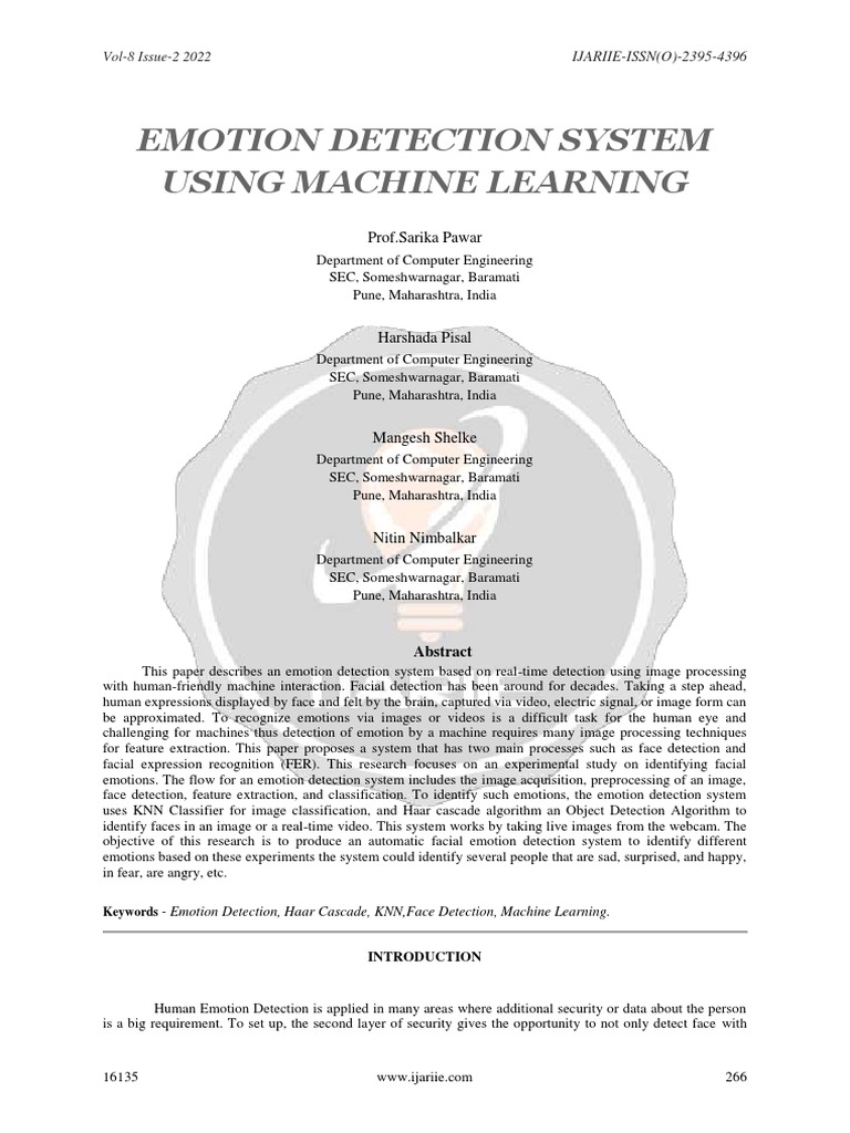 ML-Based Emotion Detection System | PDF | Machine Learning | Emotions