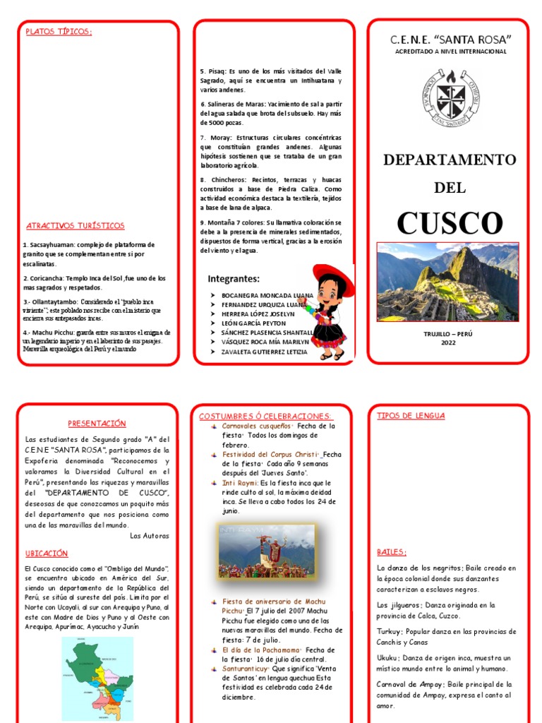 Triptico Cuzco | PDF | Perú | Andes