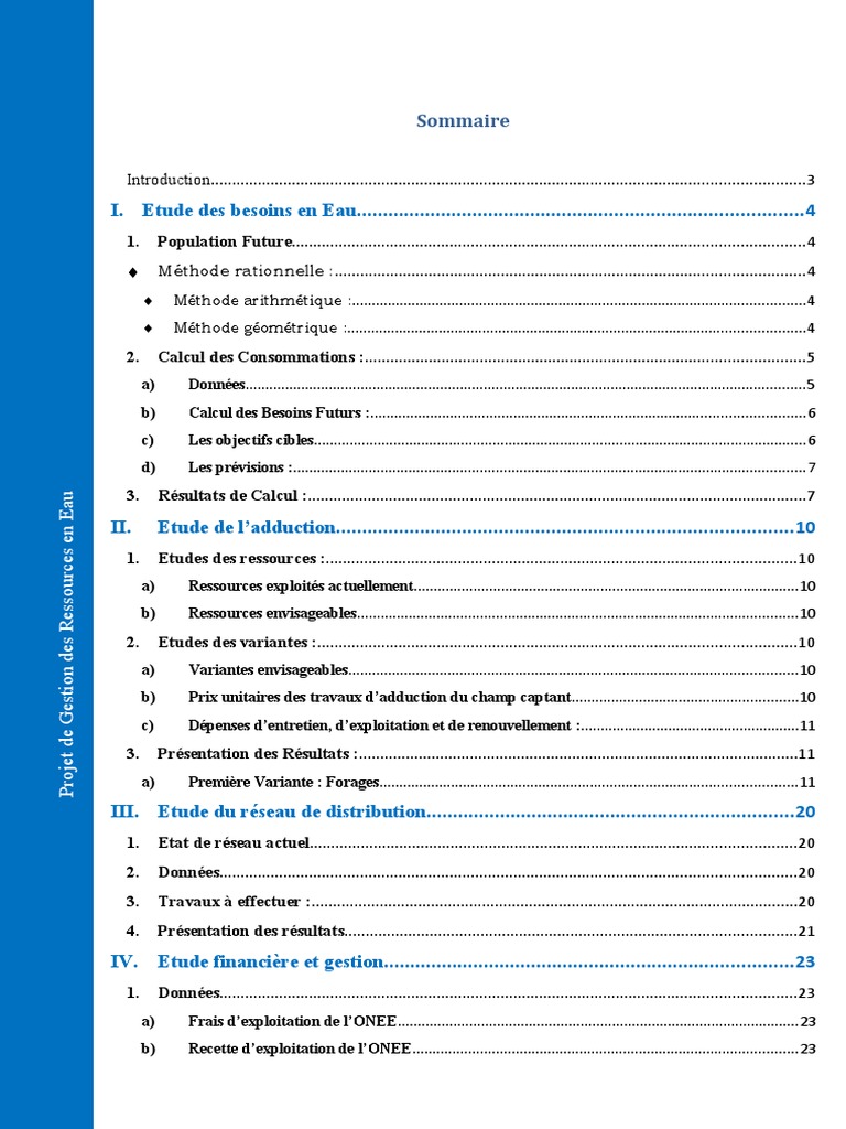 PROJET Gestion Des Ressources en Eau | PDF