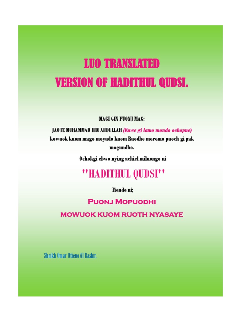 HADITHUL QUDSI IN LUO LANGUAGE (Authenticated) - 1 | PDF