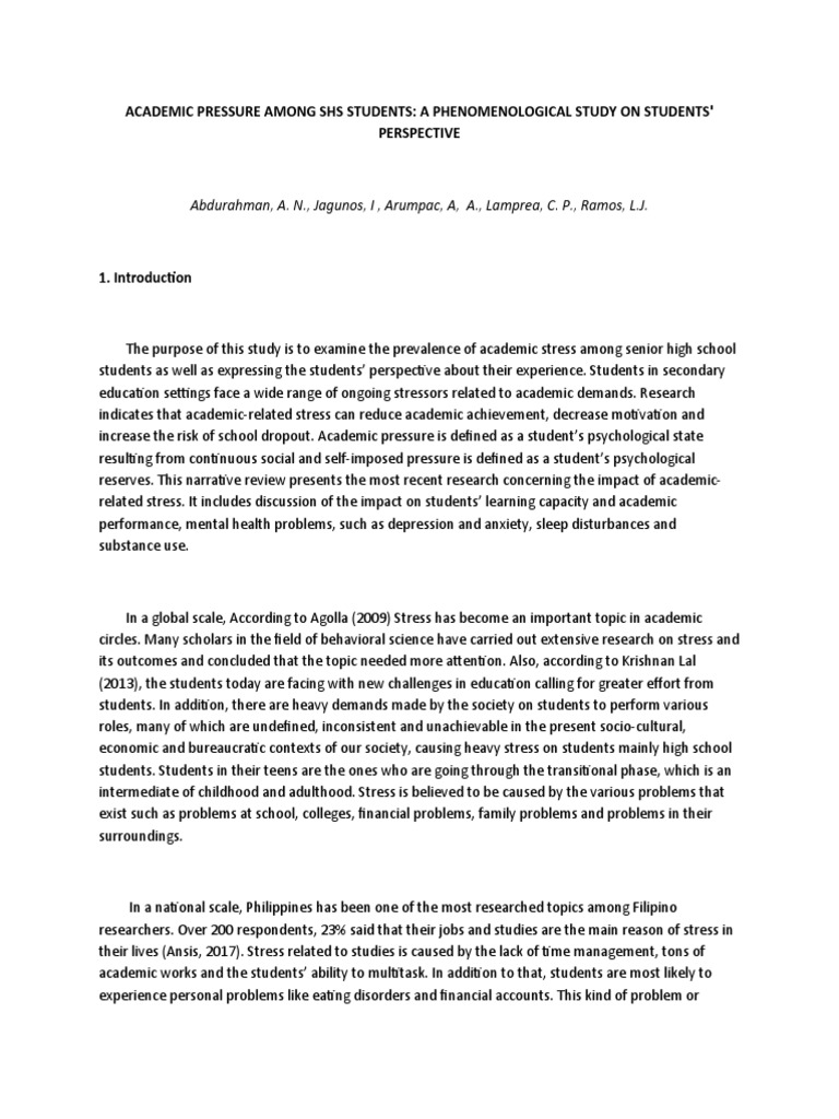 Academic Pressure and Student Well-Being | PDF | Wellness