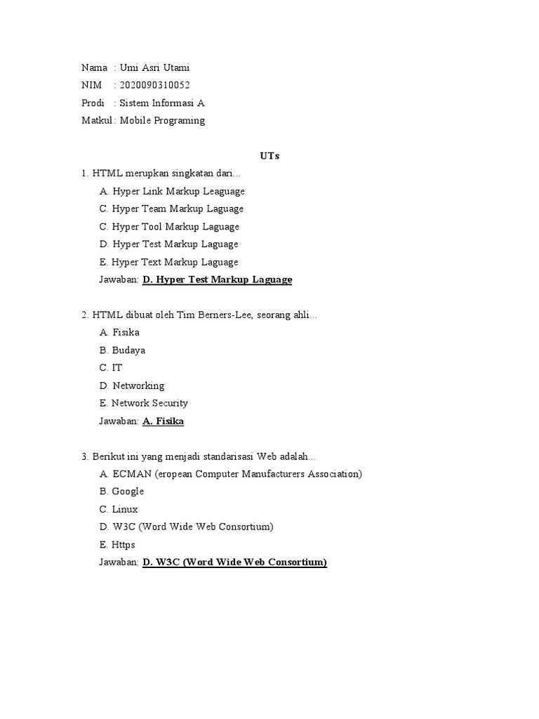 UTS - Mobile Programing | PDF