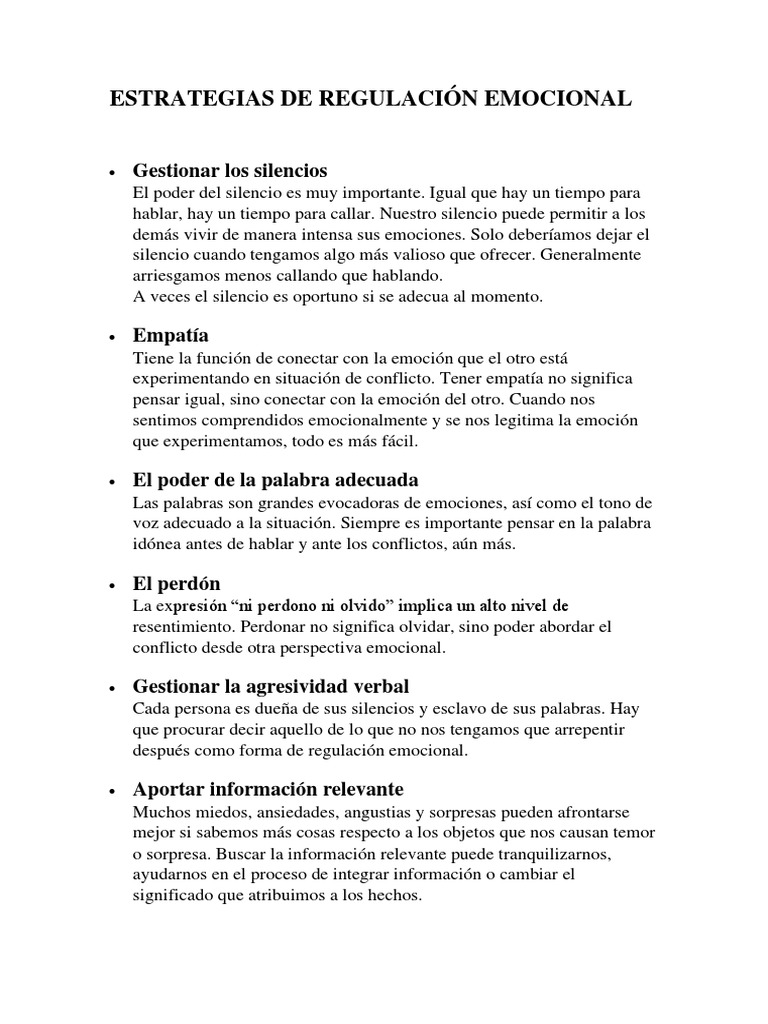 Estrategias de Regulación Emocional Recurso PDF | PDF | Las emociones ...
