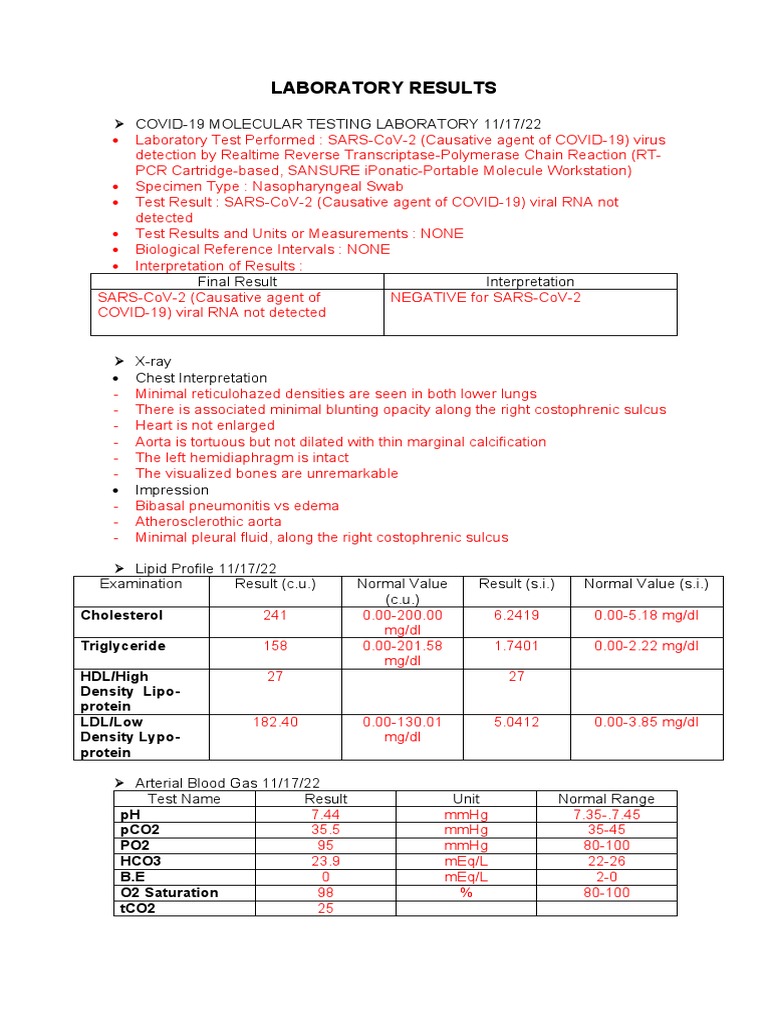 Laboratory Results Template | PDF
