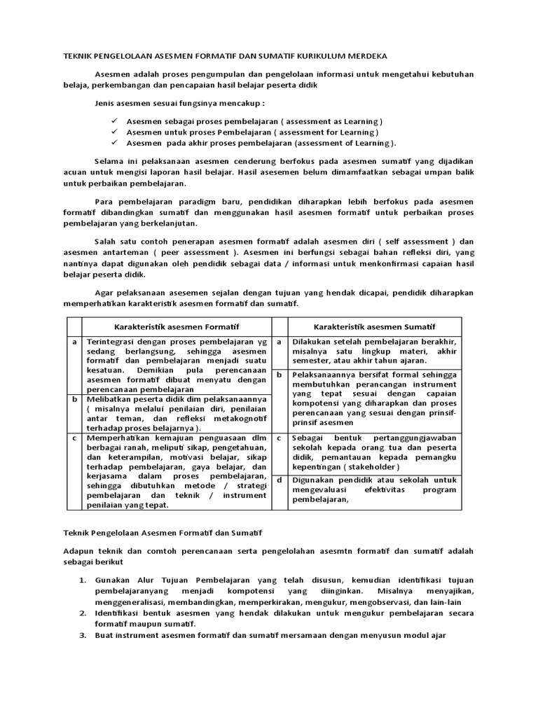 Teknik Asesmen Formatif dan Sumatif | PDF