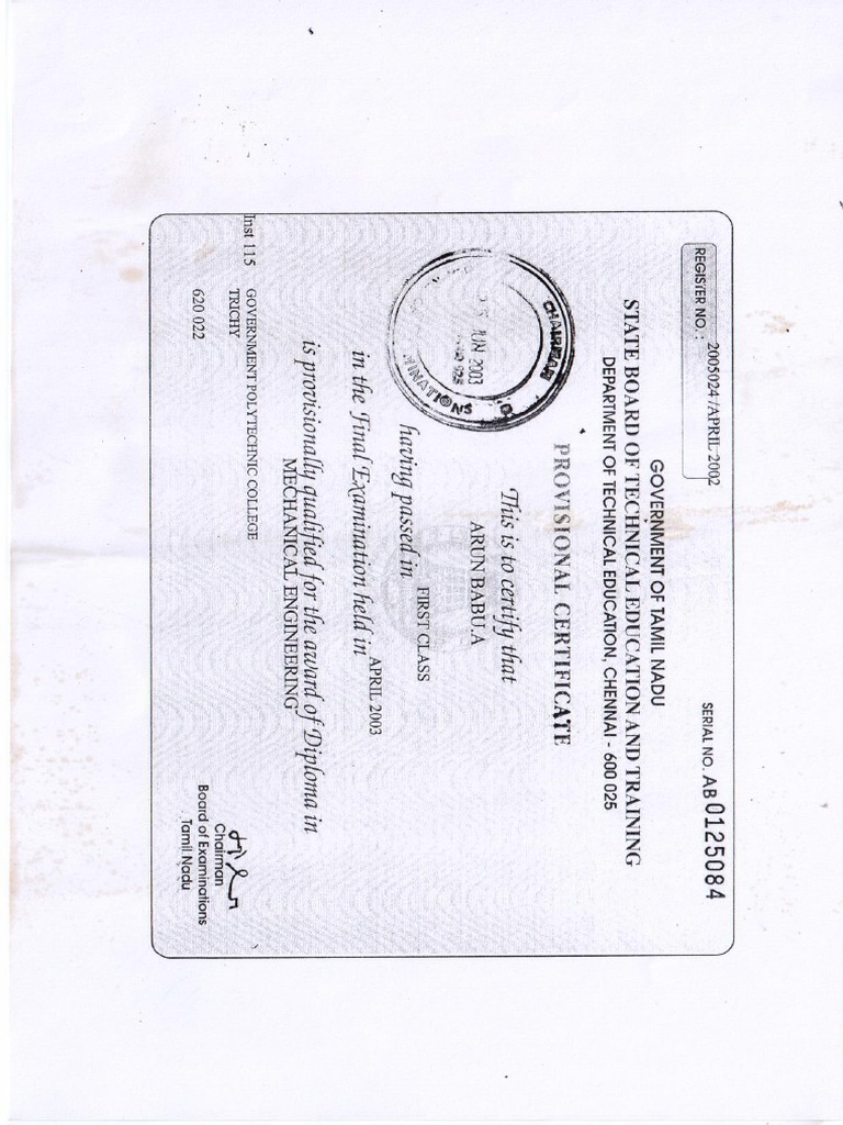 Provisional Certificate-Dme | PDF