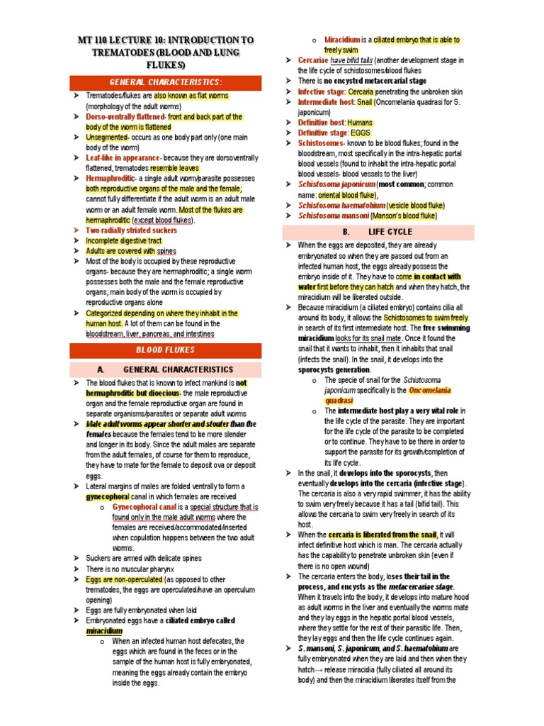 9 - Trematodes (Blood and Lung Flukes) | PDF