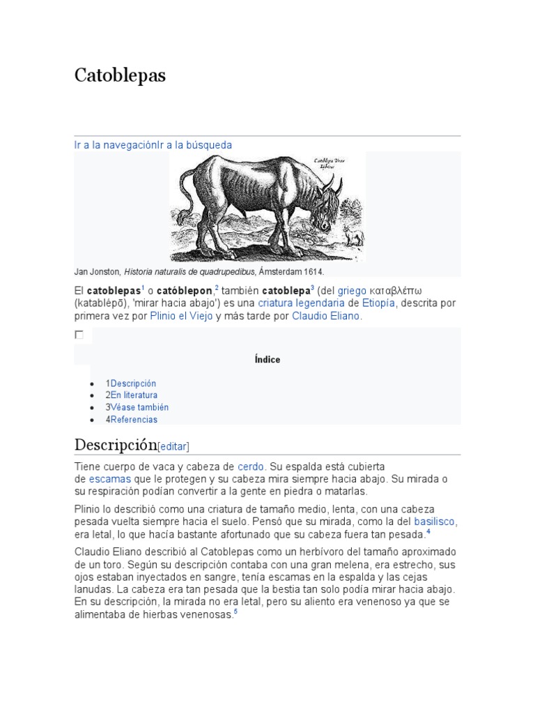 Catoblepas: Criatura mitológica de Etiopía | PDF | Criaturas ...