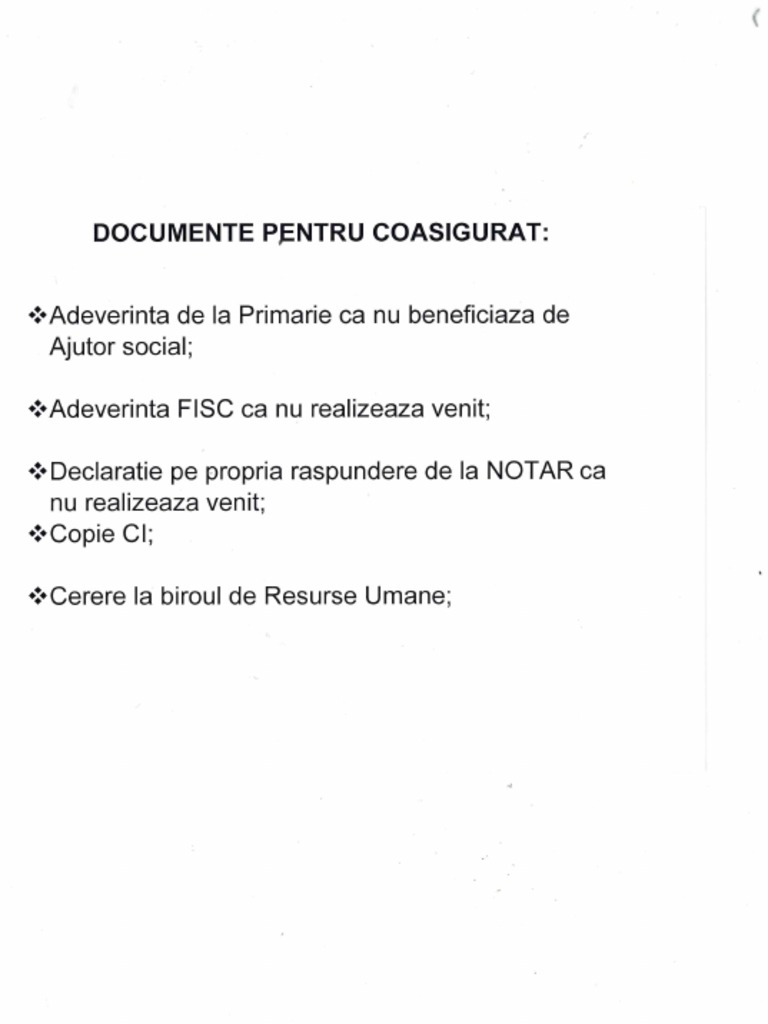 Documente Necesare Coasigurat | PDF