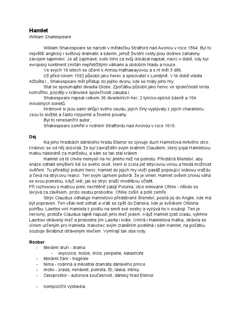 Hamlet Rozbor | PDF