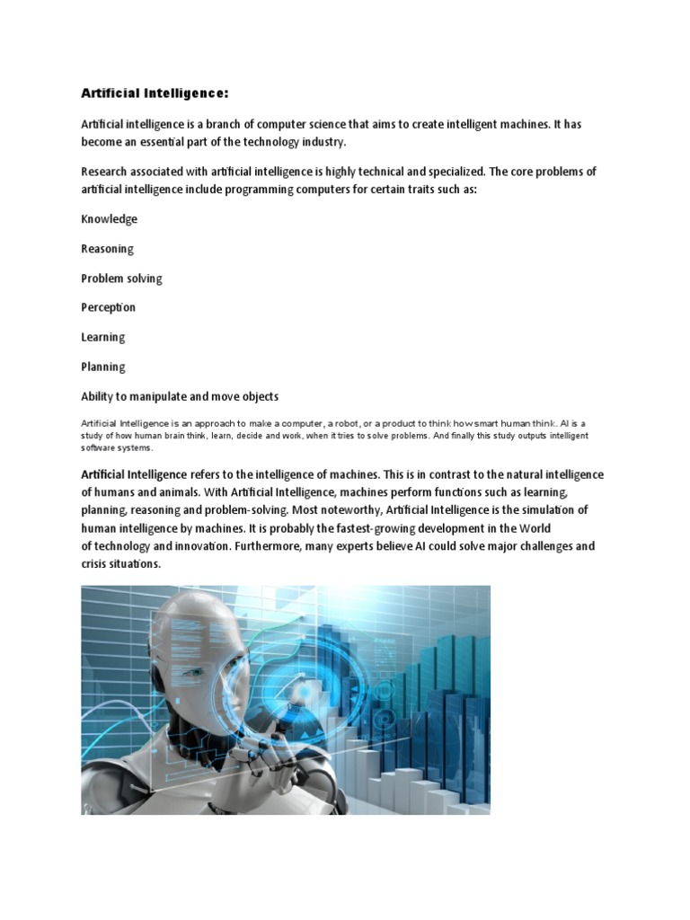 An In-Depth Look at Artificial Intelligence: Its Capabilities, Applications, Technologies, and ...