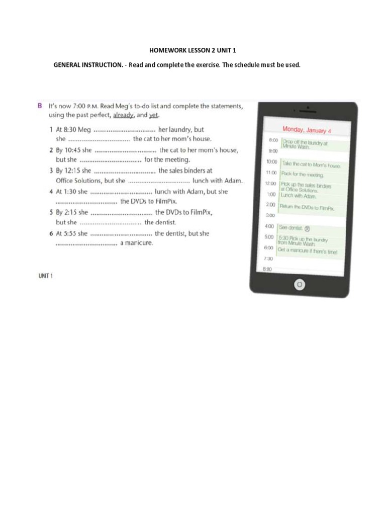 Homework Lesson 2 Unit 1 | PDF