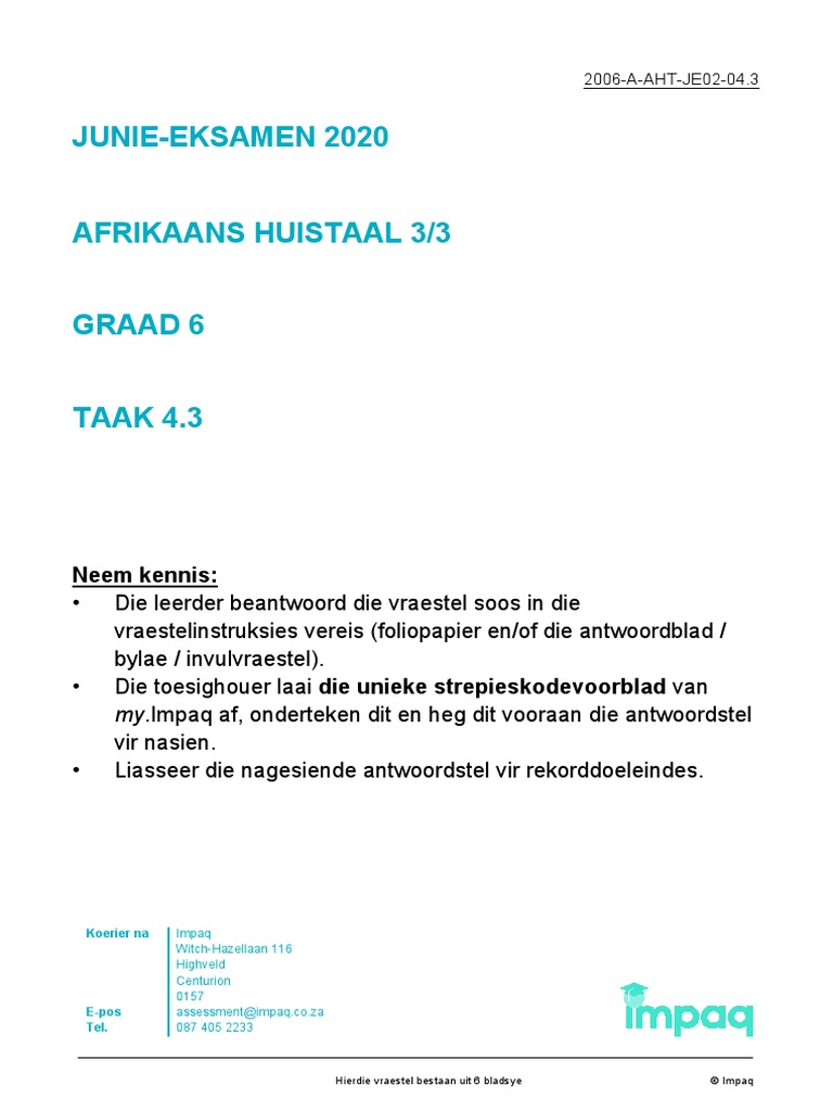 2020-AHT-Graad 06-Jun Eksamen - Vraestel 3 | PDF 2020-AHT-Graad 06-Jun Eksamen - Vraestel 3 | PDF