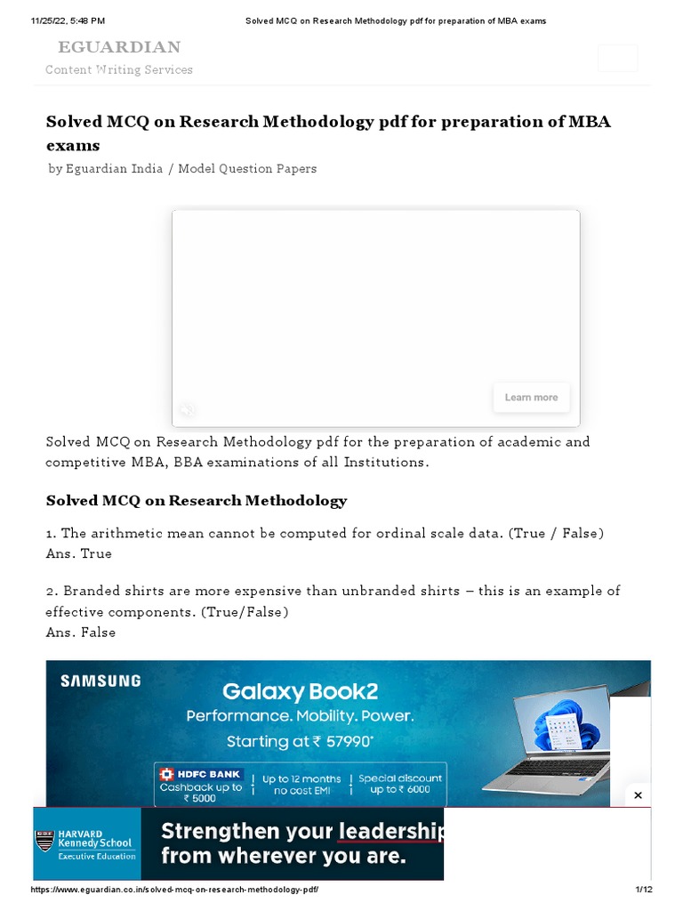 RM-MCQs 5 | PDF | Sampling (Statistics) | Survey Methodology