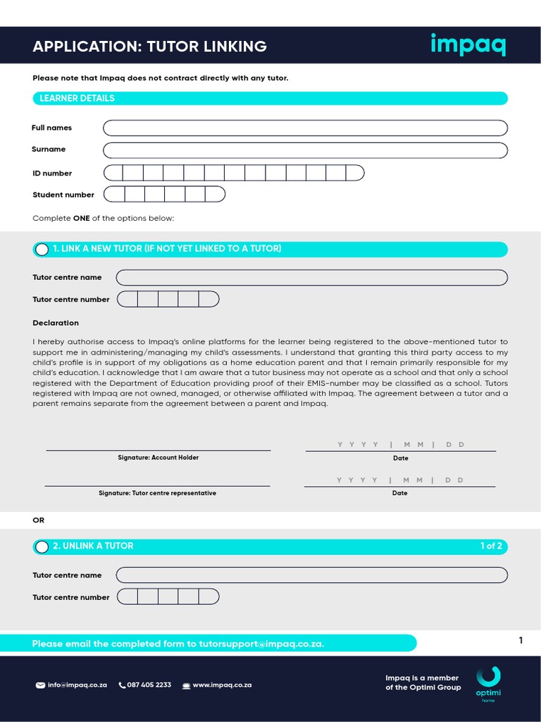 Tutor Linking Form 2023 | PDF
