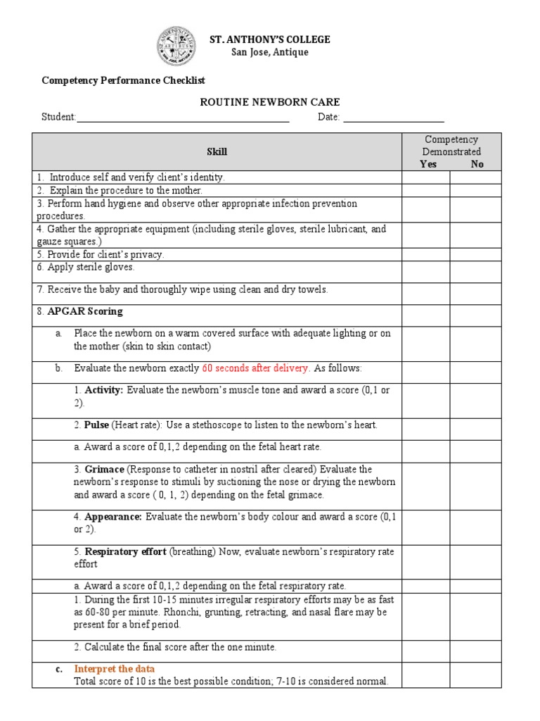 Newborn Care Checklist Edited | PDF | Clinical Medicine | Medical ...